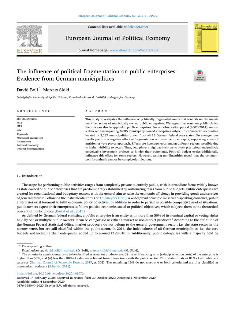boll2020 | PDF | State Owned Enterprise | Regression Analysis