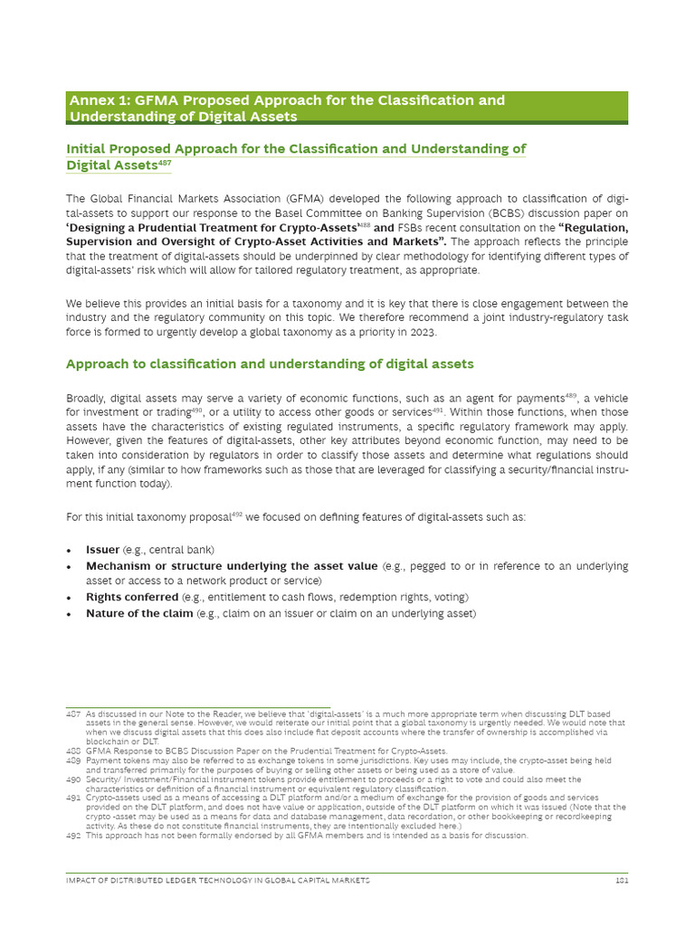 Annex 1 Gfma Proposed Approach For The Classification and Understanding of Digital Assets | PDF ...