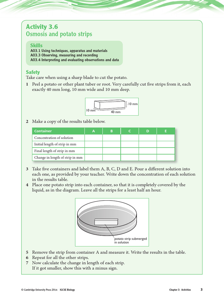 IGCSE Biology: Osmosis Experiment | PDF | Osmosis