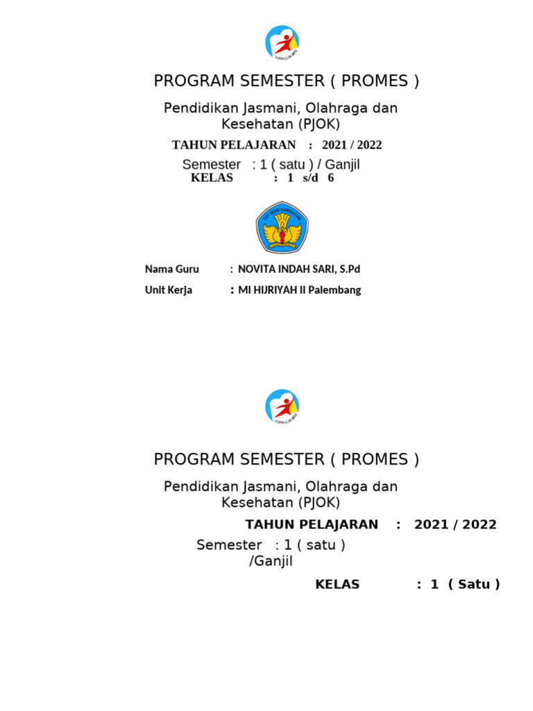 Prosem Pjok Sem 1 Tahun 2021 | PDF