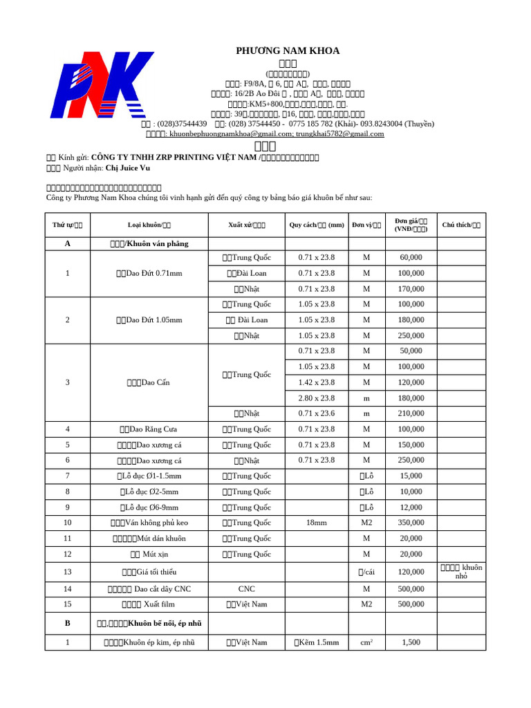 Bbg Công Ty Zrp Printing & Packaging Ngày 13-09 Đến. | PDF