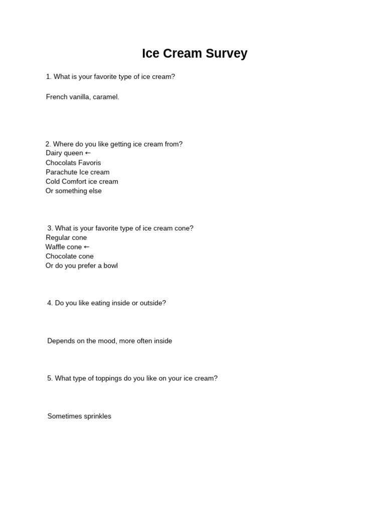 Icecream Survey | PDF