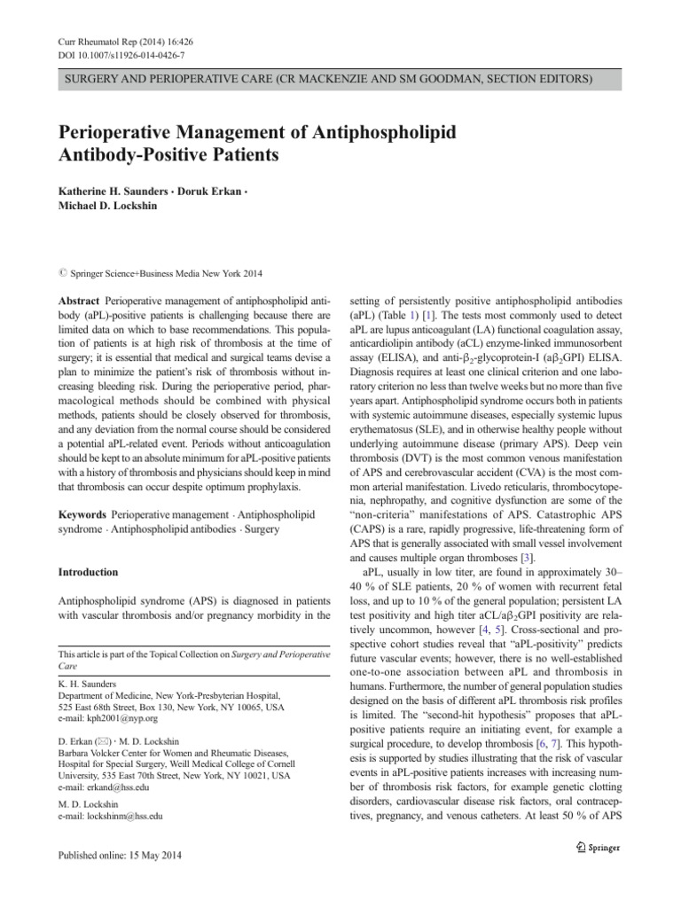 APLs in Preoperative Management | PDF | Thrombosis | Medicine