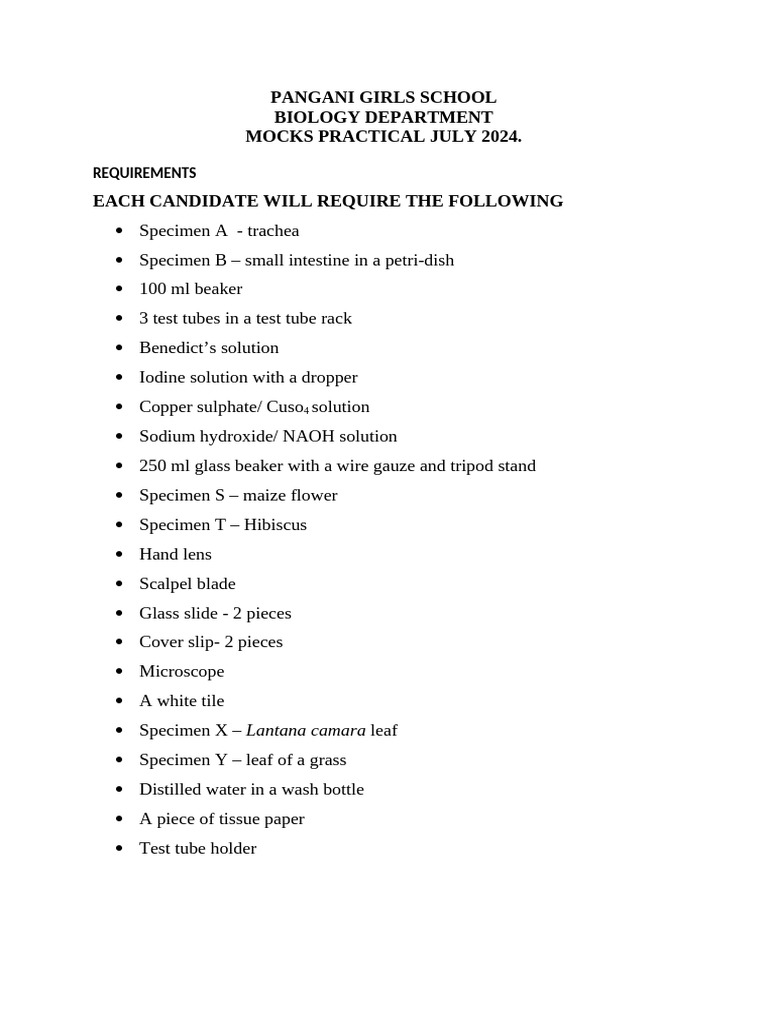 2024 Pangani Girls Mock BIO P3 | PDF