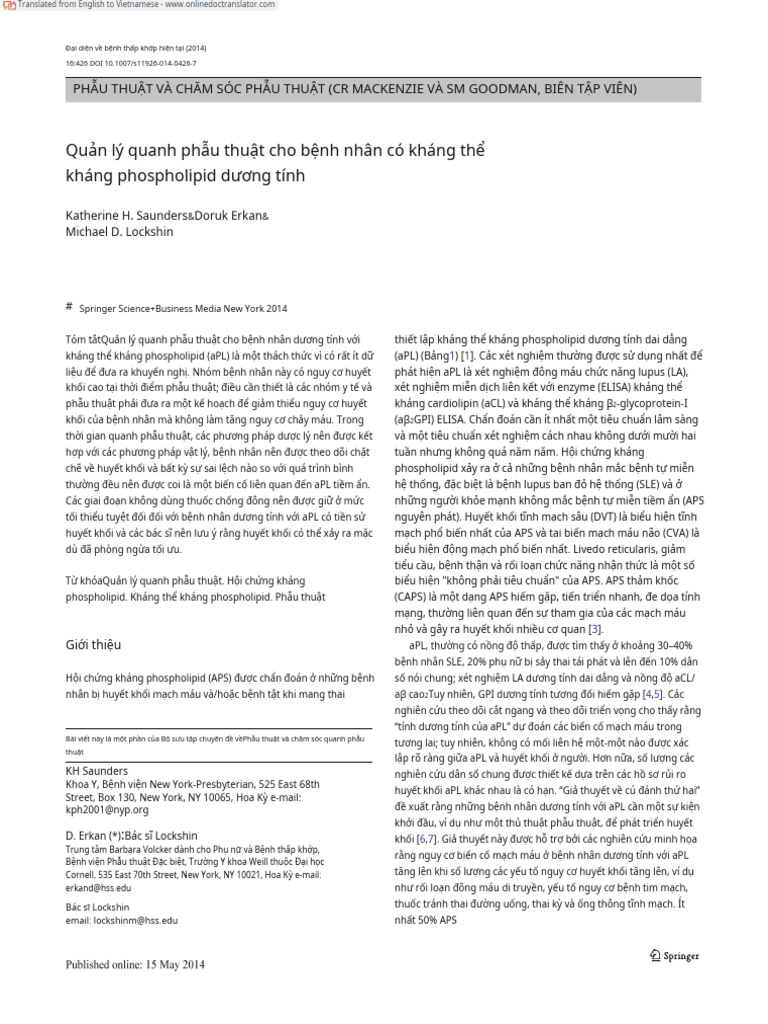 aPLs in Preoperative Management - En.vi | PDF