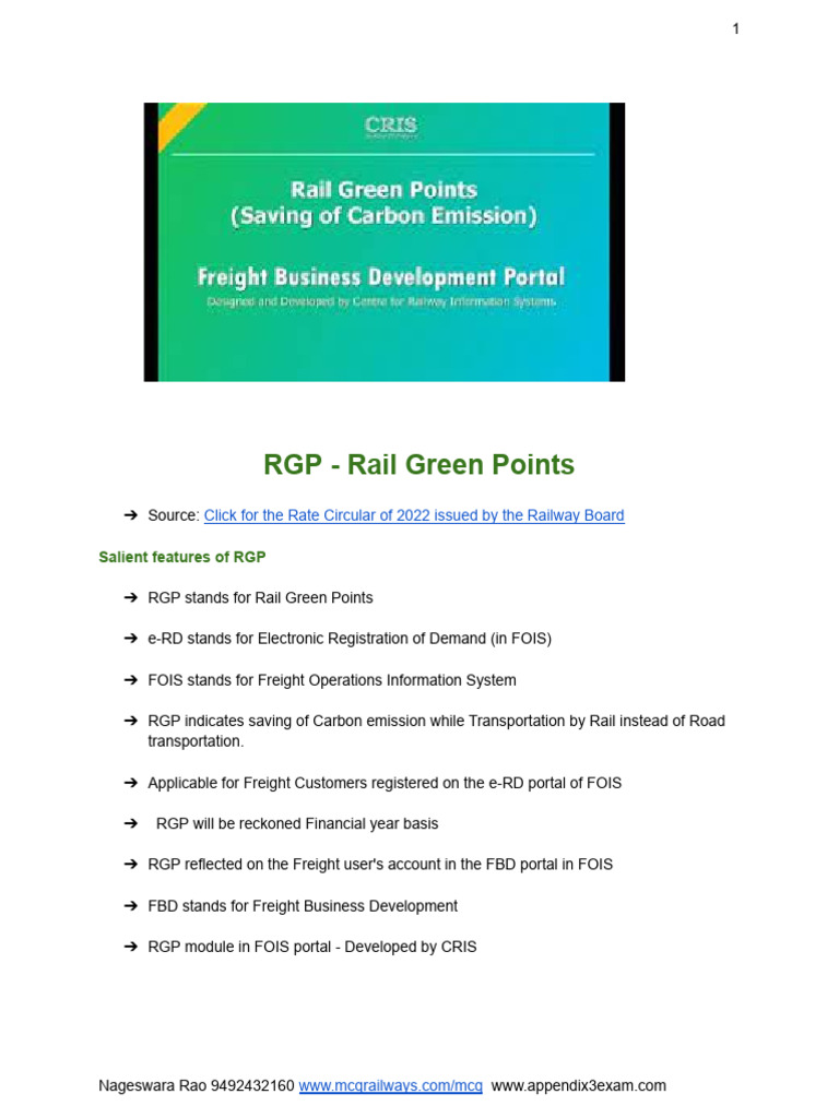 RGP Rail Green Points | PDF | United Nations Framework Convention On ...