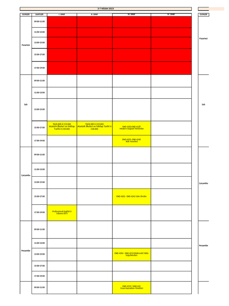 2022 2023 Bahar Vize Prog | PDF