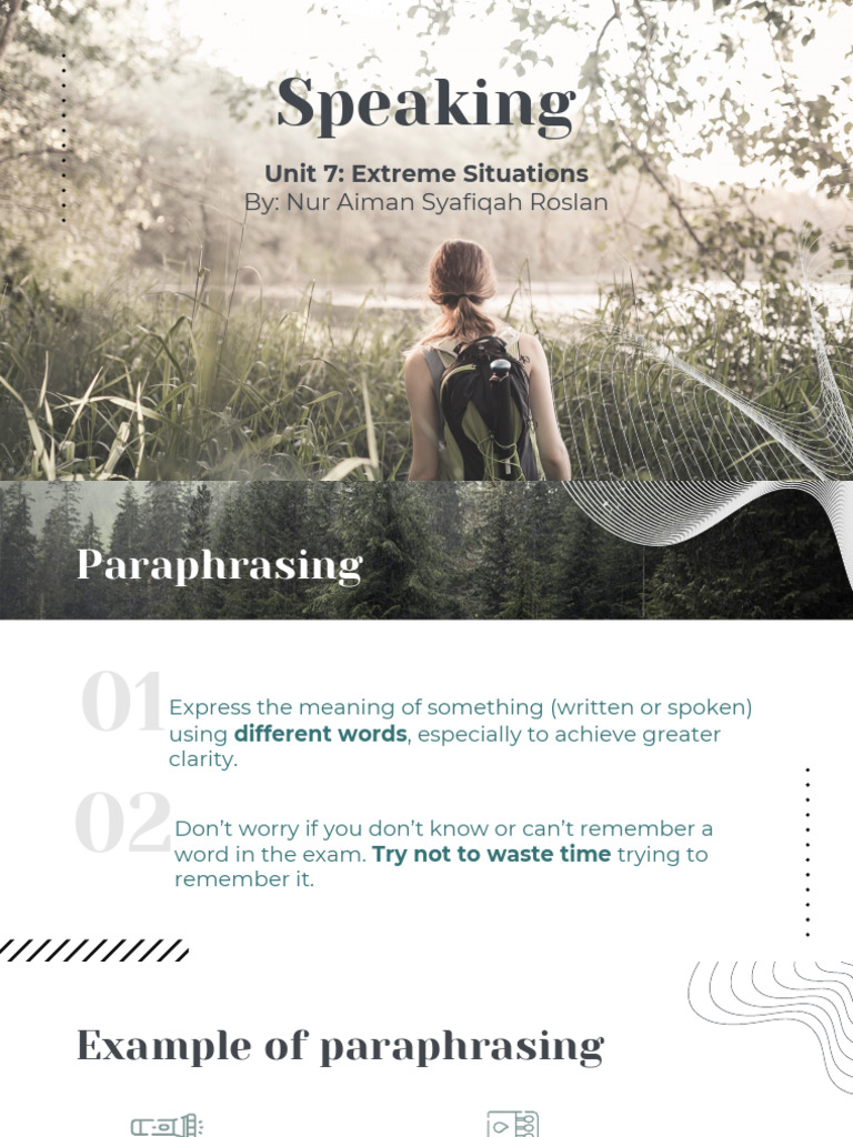 Unit 7 Speaking -paraphrase | PDF