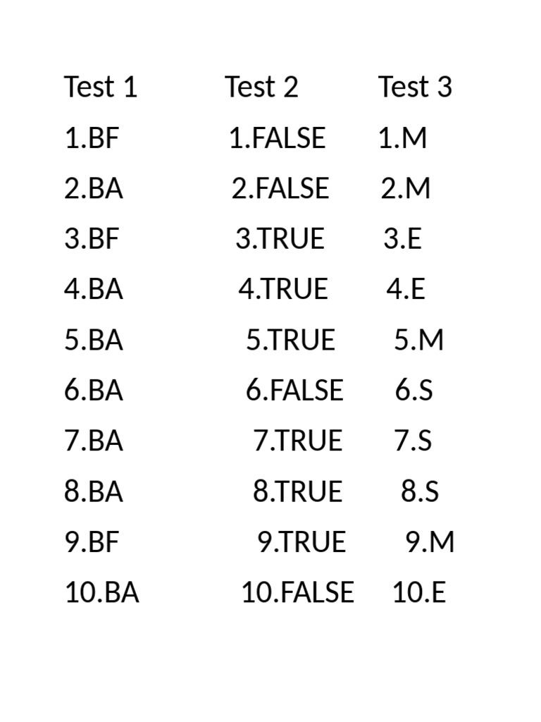 Test 1 Test 2 Test 3 | PDF