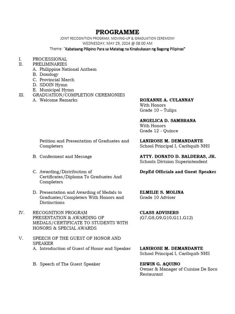 Graduation & Recognition Ceremony 2024 | PDF | Philippines