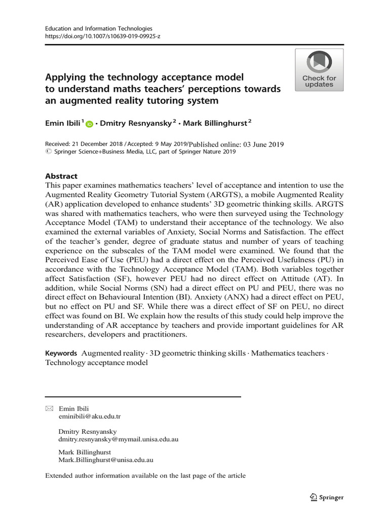 2019_Applying the Technology Acceptance Model | PDF | 3 D Computer ...