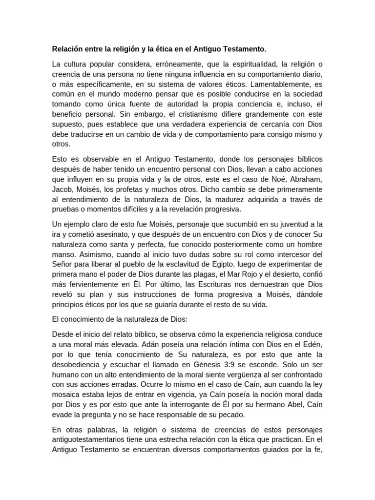 Ética y religión en el Antiguo Testamento | PDF | Dios | Moralidad