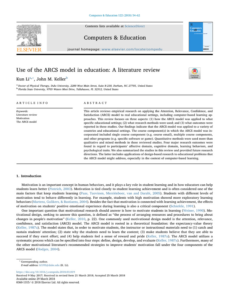 2018_Use of the ARCS model in education A literature review | PDF ...