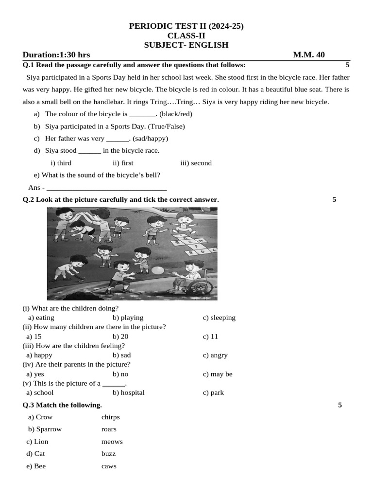 PERIODIC TEST II 24-25 | PDF PERIODIC TEST II 24-25 | PDF