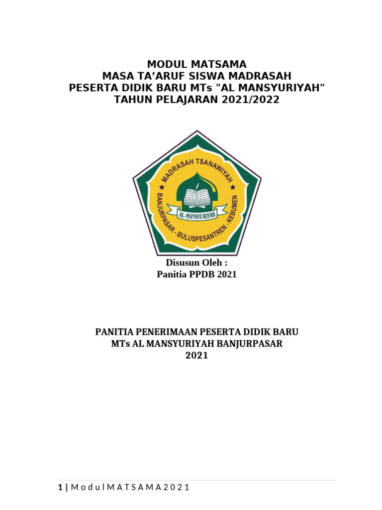 Modul Pengenalan Siswa Baru | PDF
