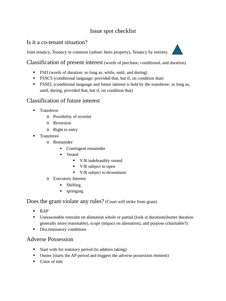Property I Issue Spot Check List | PDF