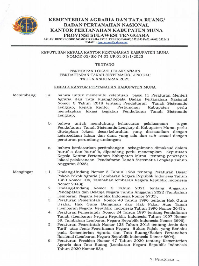 SK Penlok PTSL Kantah Muna 2025 | PDF