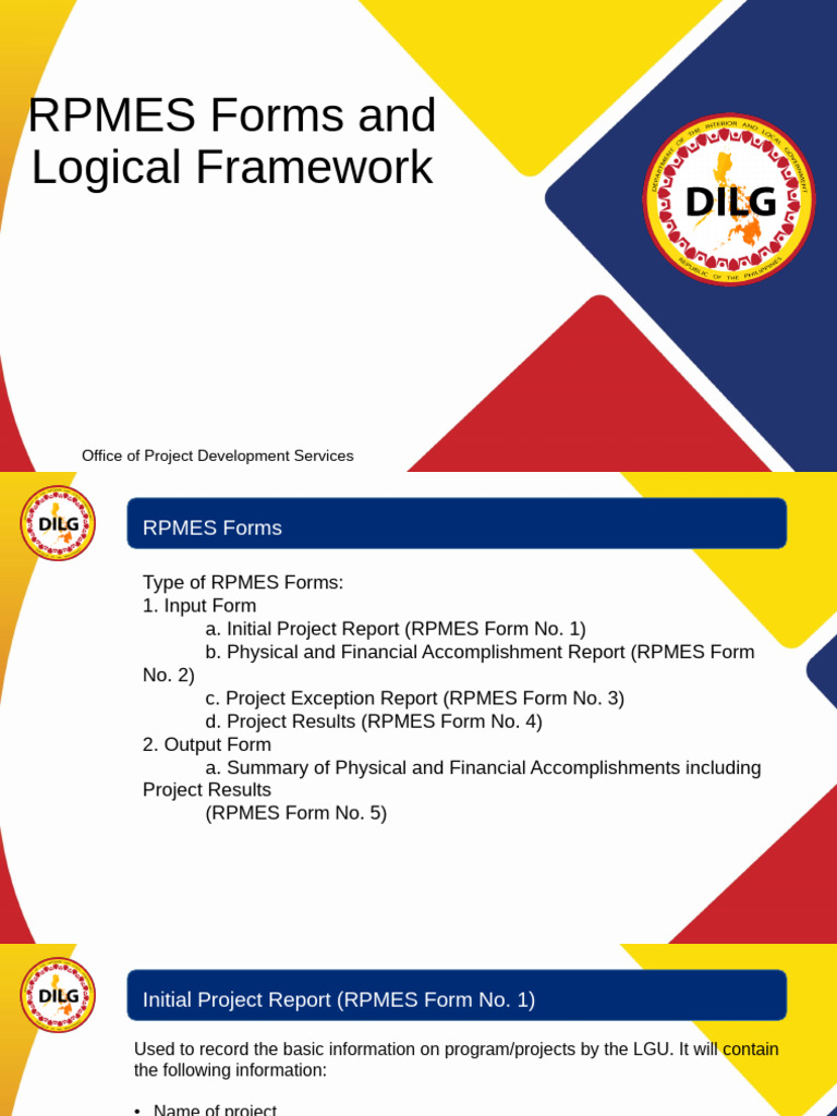 RPMES Forms and Logical Framework Guide | PDF | Employment | Economies