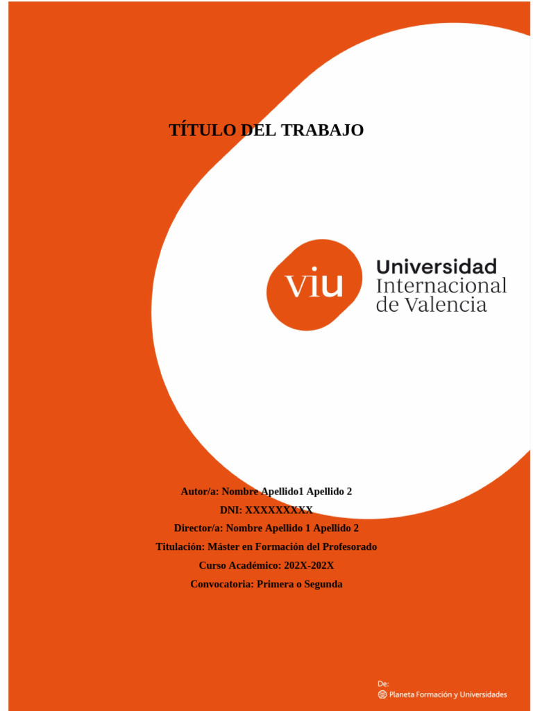 Ejemplo TFM Psicopedagogía VIU | PDF | Enseñando | Modificación de ...
