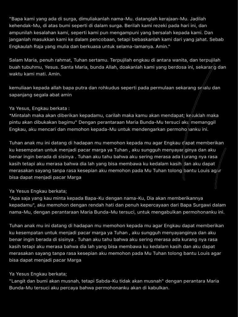 Bapa Kami Yang Ada Di Surga, Dimuliakanlah Nama-Mu. Datanglah Kerajaan… | PDF