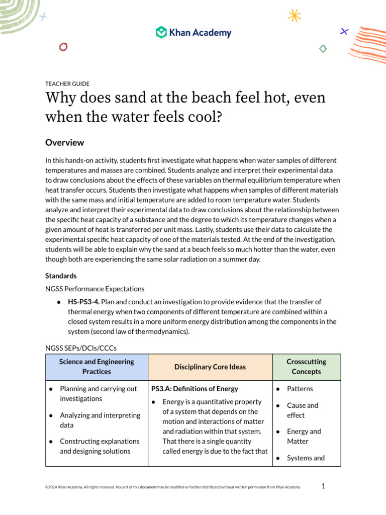 Teacher Guide - Why Does Sand at The Beach Feel Hot, Even When The ...
