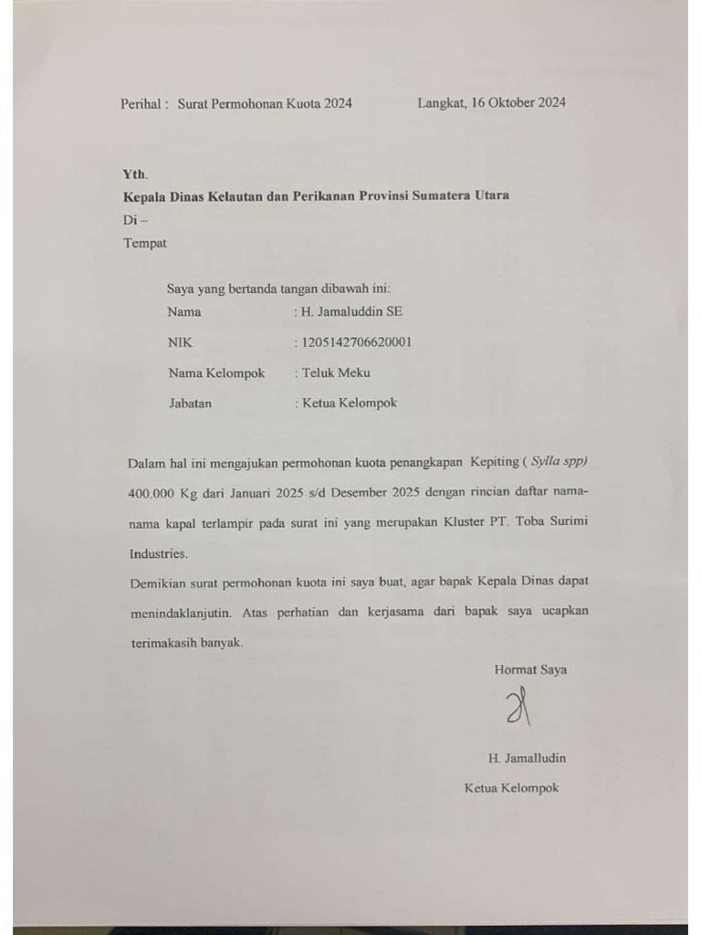 Permohonan Penambahan Kuota | PDF