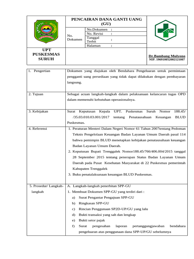 SOP Pencairan Dana GU Fix | PDF