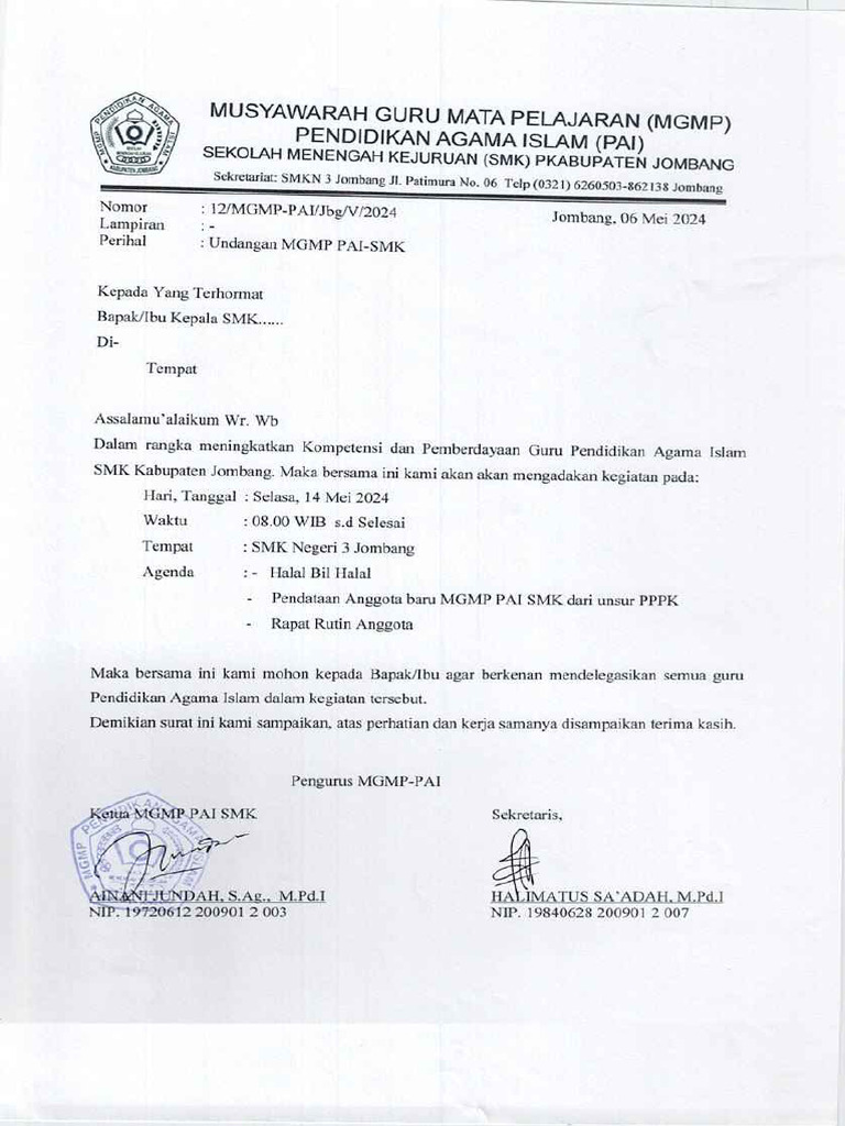 Undangan MGMP | PDF