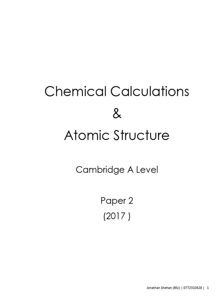 Calculations and Atomic Structure - 2017 | PDF