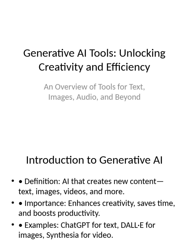 Generative AI Tools Presentation | PDF | Artificial Intelligence ...