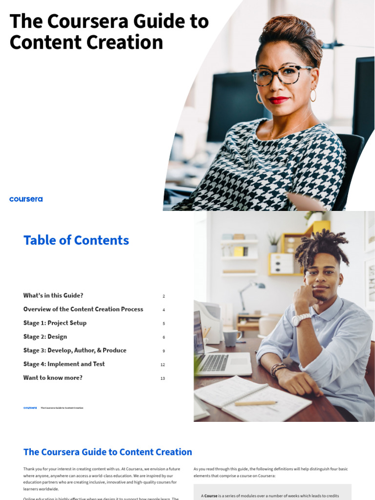 The Coursera Guide To Content Creation | PDF | Educational Assessment ...