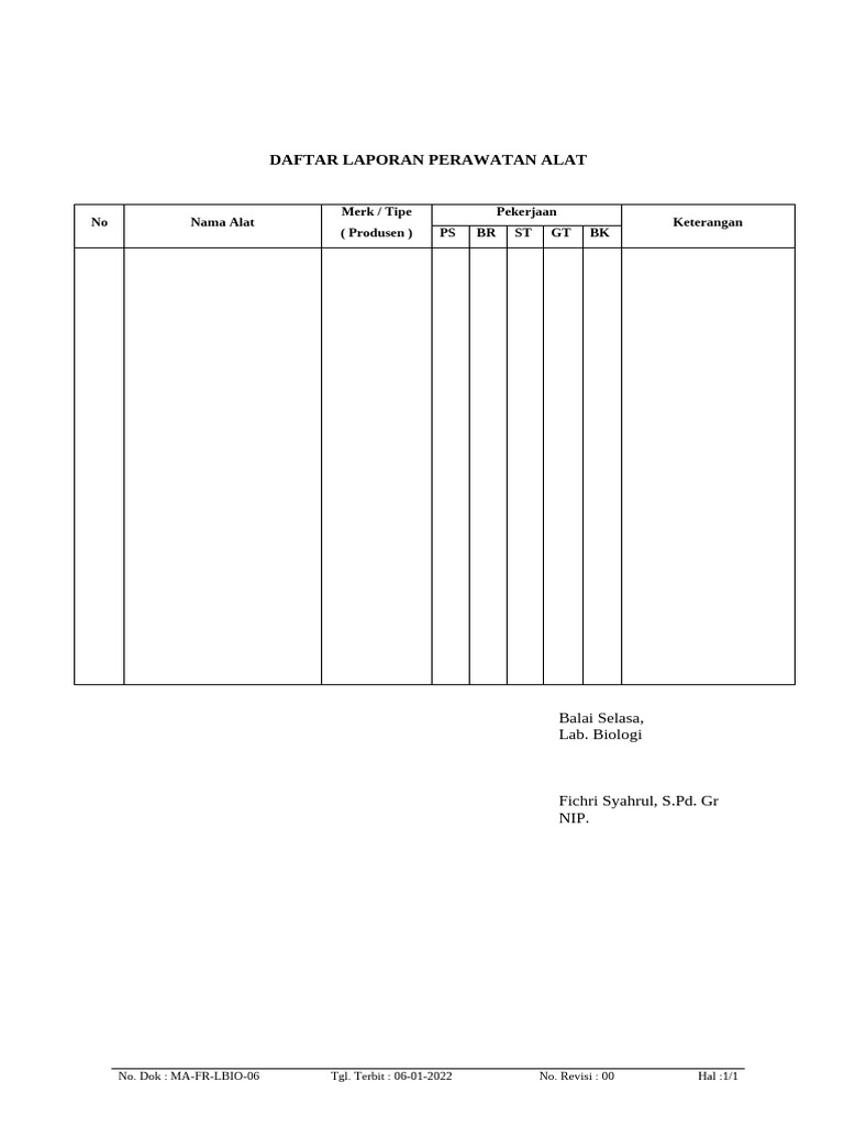 06 Laporan Perawatan Alat Laboratorium | PDF