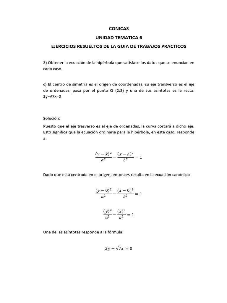 Ejercicio 3c - Hipérbola - Revisado | PDF