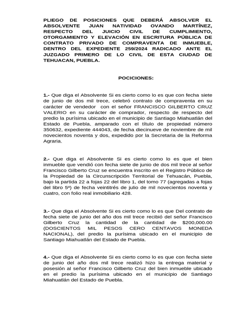 Pliego de Posiciones-1 | PDF | Derecho privado | Derecho civil (sistema legal)