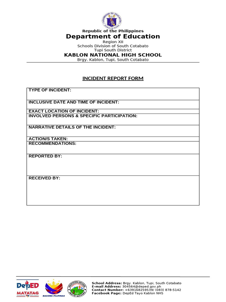 Incident Report Form | PDF