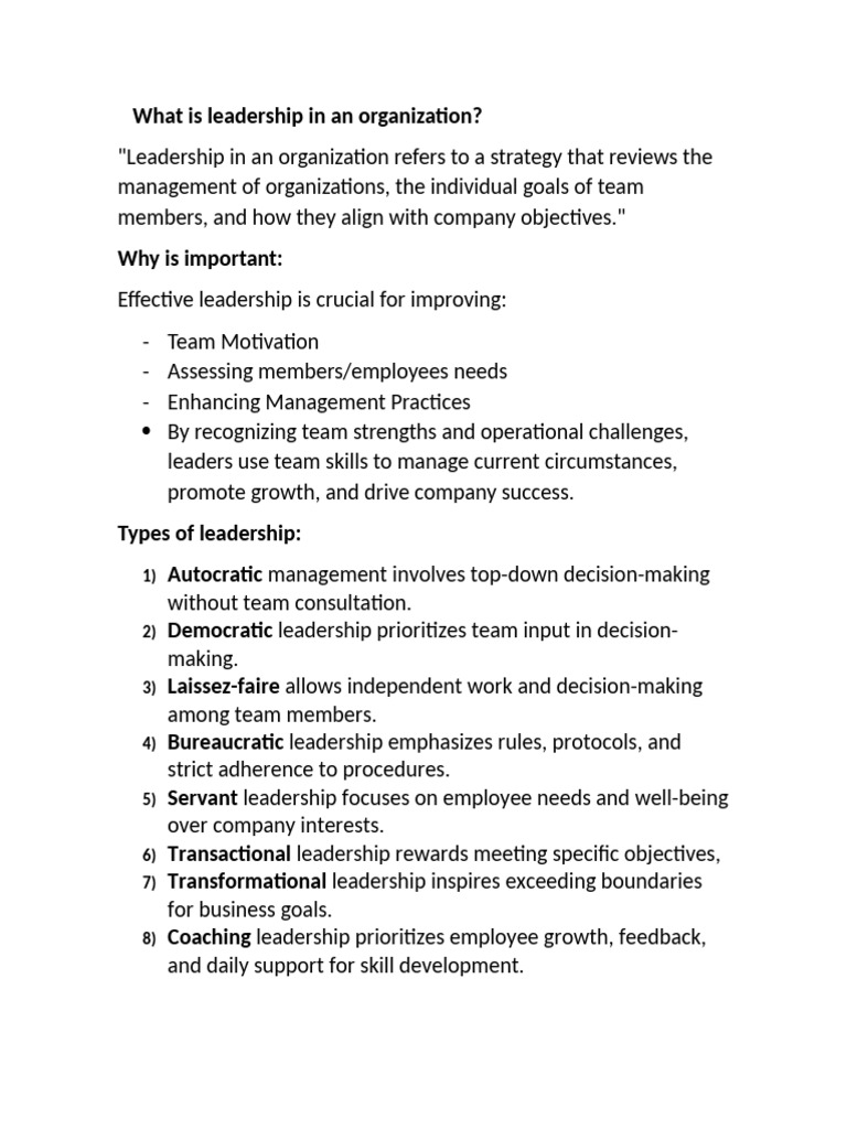 What Is Leadership in An Organization | PDF