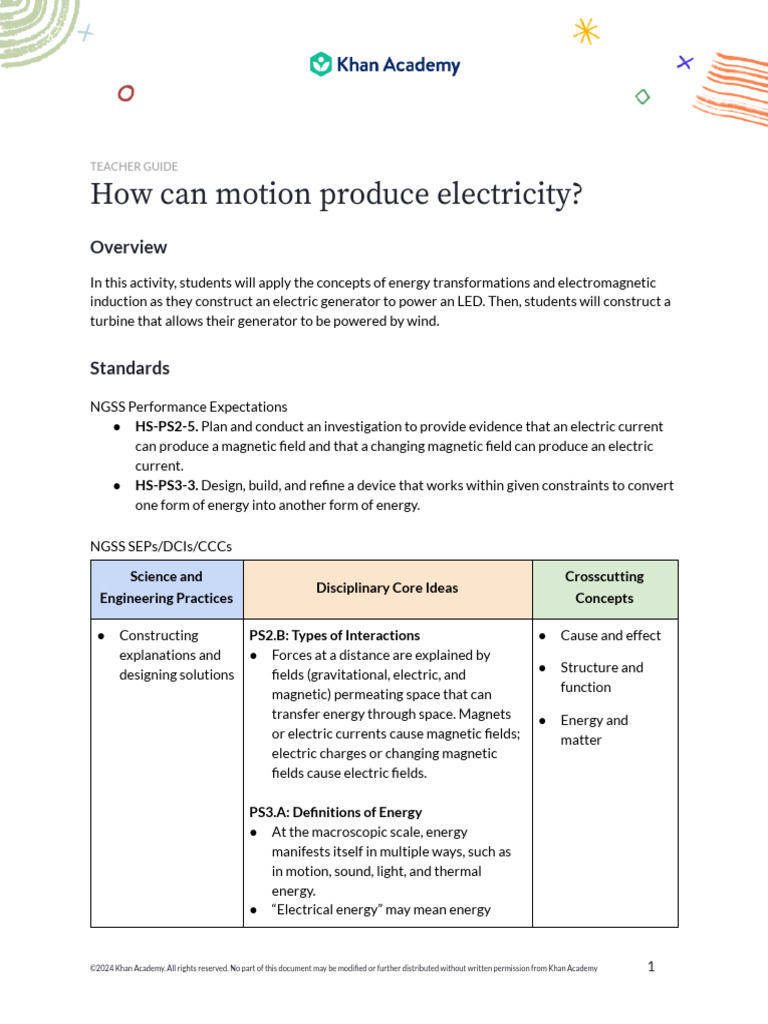 Electric Generator and Wind Turbine Activity | PDF | Electric Generator ...