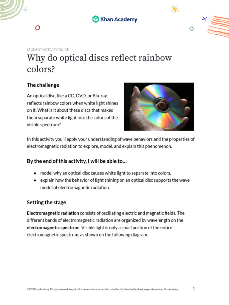 Student Guide - Why Do Optical Discs Reflect Rainbow Colors | PDF ...
