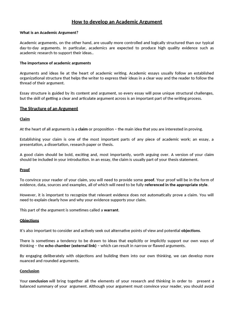Argument Development (Short Notes) | PDF | Argument | Essays