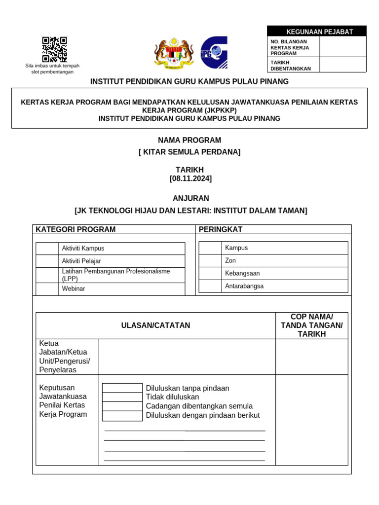 Template Kertas Kerja Kitar Semula | PDF