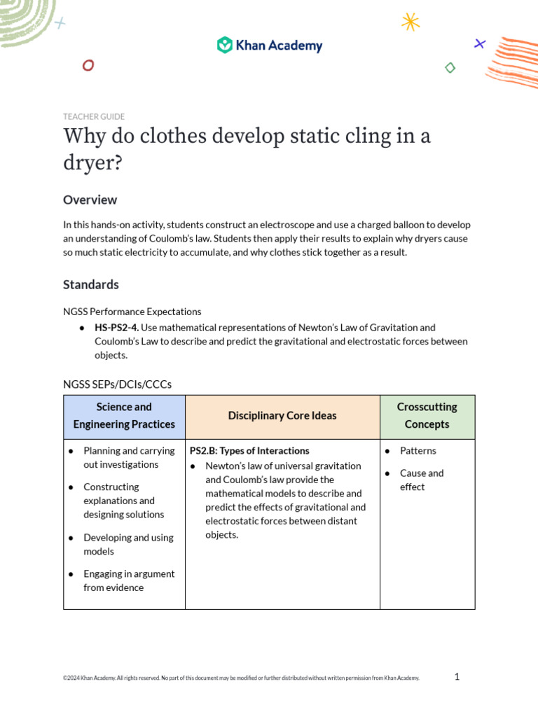 Understanding Static Cling in Dryers | PDF | Force | Electrostatics