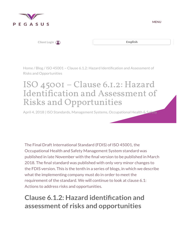 ISO 45001-Clause 6.1.2-Pegasus | PDF | Risk Assessment | Risk