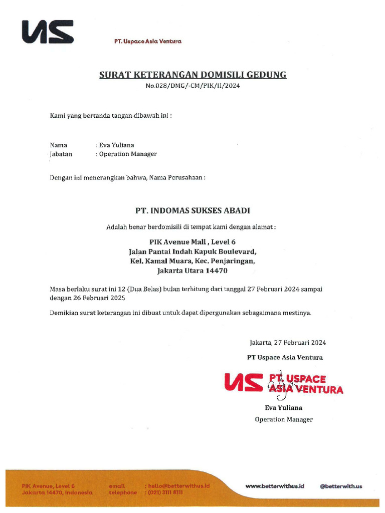 PT. INDOMAS SUKSES ABADI DOMISILI GEDUNG copy | PDF