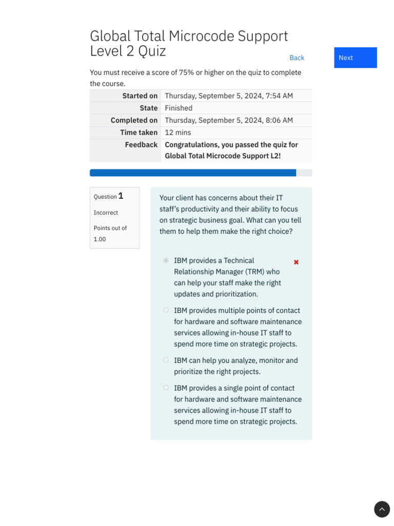 Global Total Microcode Support Level 2 Quiz - Attempt Review Sep 2024 | PDF | Business ...