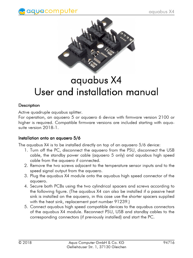 aquabus_X4_english | PDF | Electrical Connector | Usb
