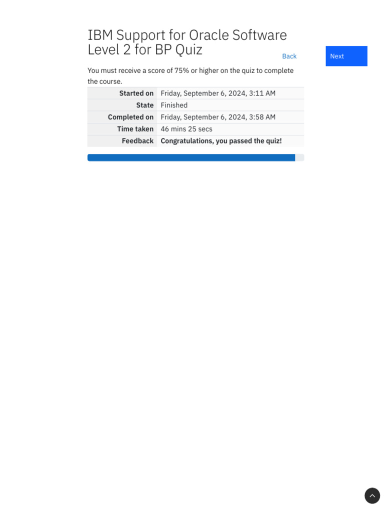 IBM Support For Oracle Software Level 2 For BP Quiz - Attempt Review ...