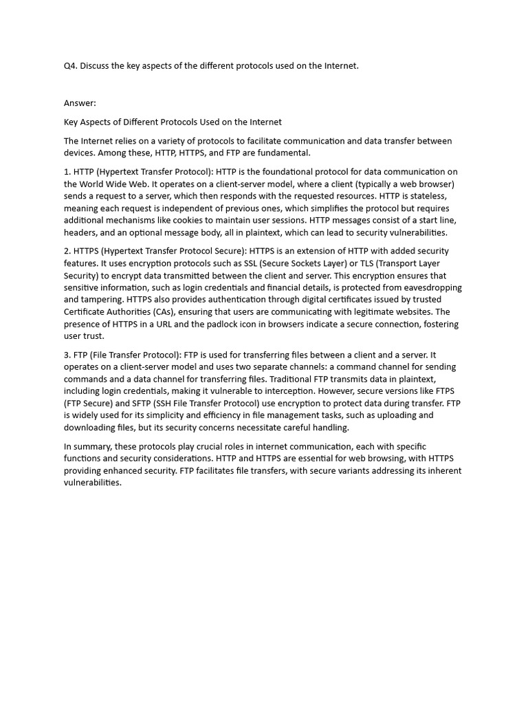 Computer Application Management - Assignment Q4 | PDF | File Transfer Protocol | Transport Layer ...