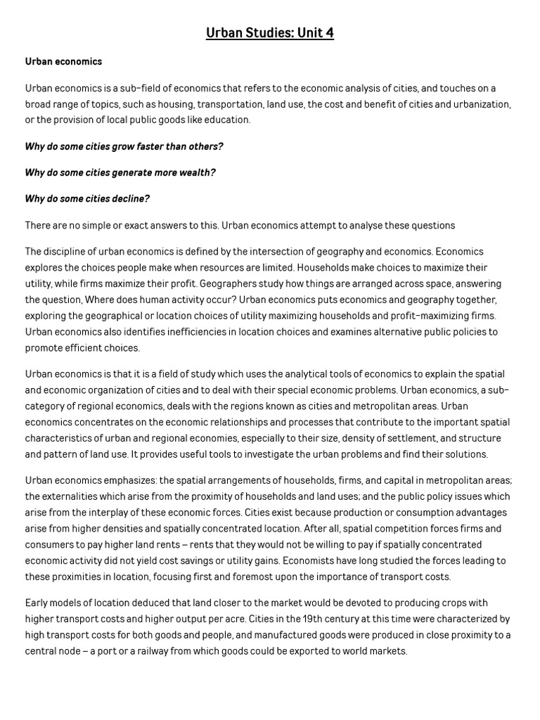 Understanding Urban Economics Dynamics | PDF | Economics | Economies
