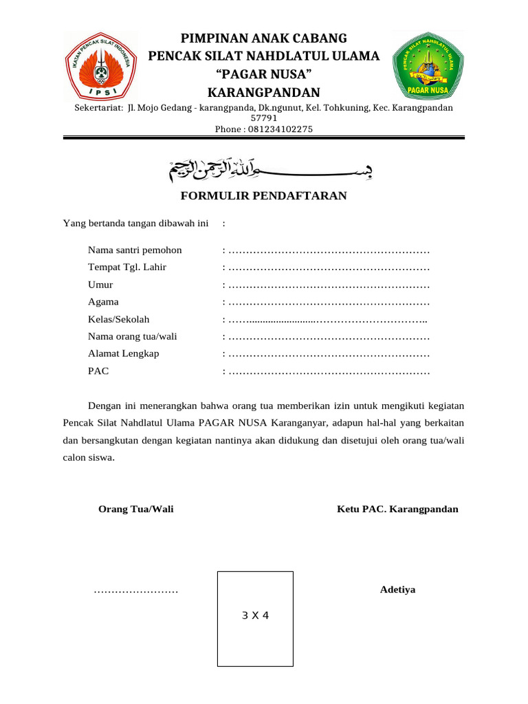 Formulir Pendaftaran Pc-1 | PDF