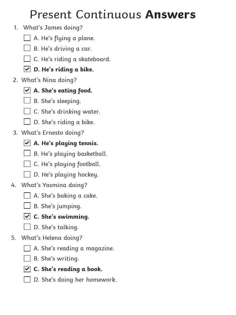 ESL Present Continuous Practice | PDF